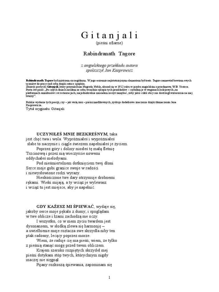 Tagore Rabindranath - Gitanjali | PDF