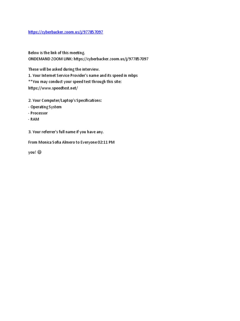 Cyberbacker Interview Requirements | PDF