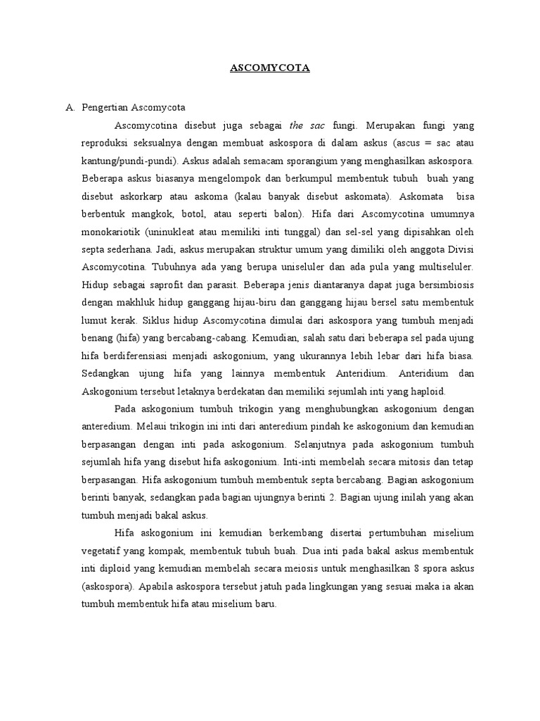 ASCOMYCOTA | PDF | Sains & Matematika
