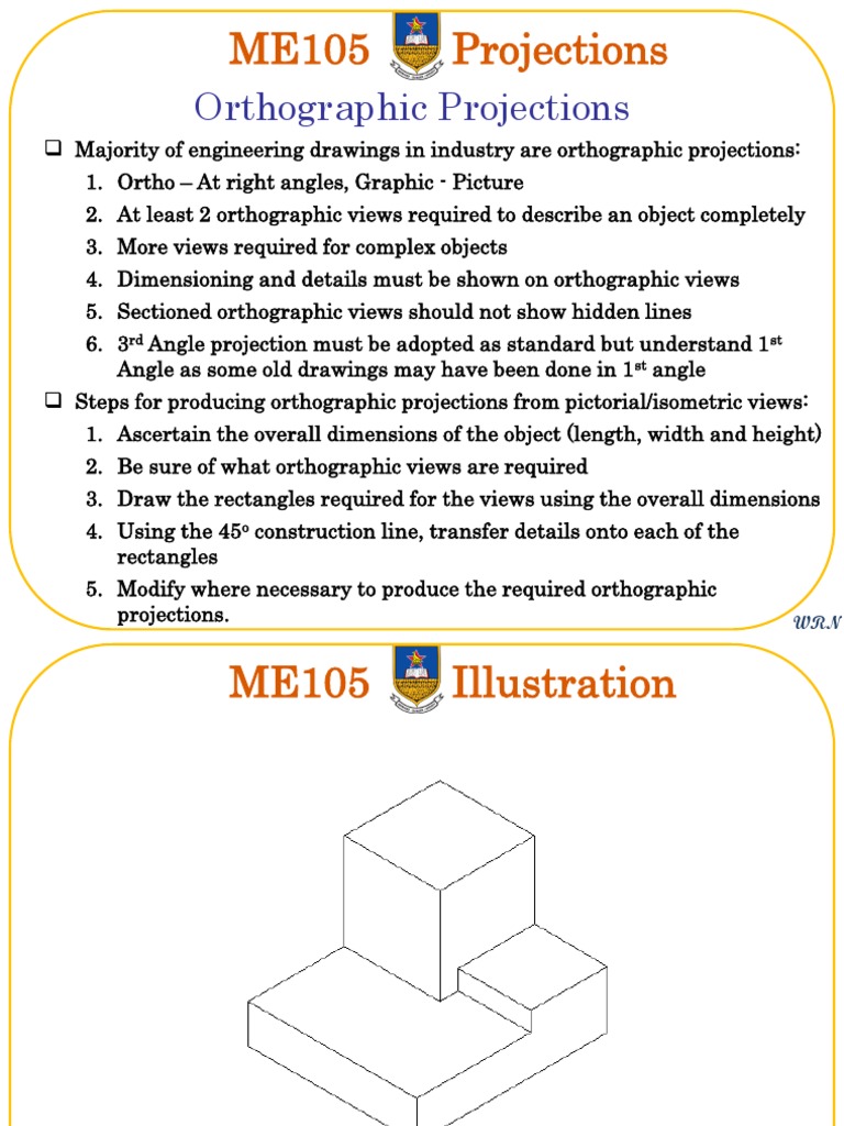Me105 Lecture 7 Orthographic And Isometric Projections Pdf Pdf