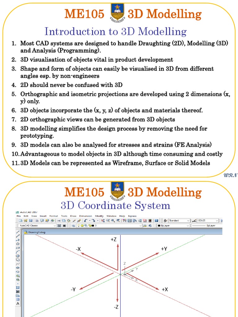ME105 Lecture 9 - Introduction To 3D Modelling | PDF | 3 D Computer Graphics | 3 D Modeling