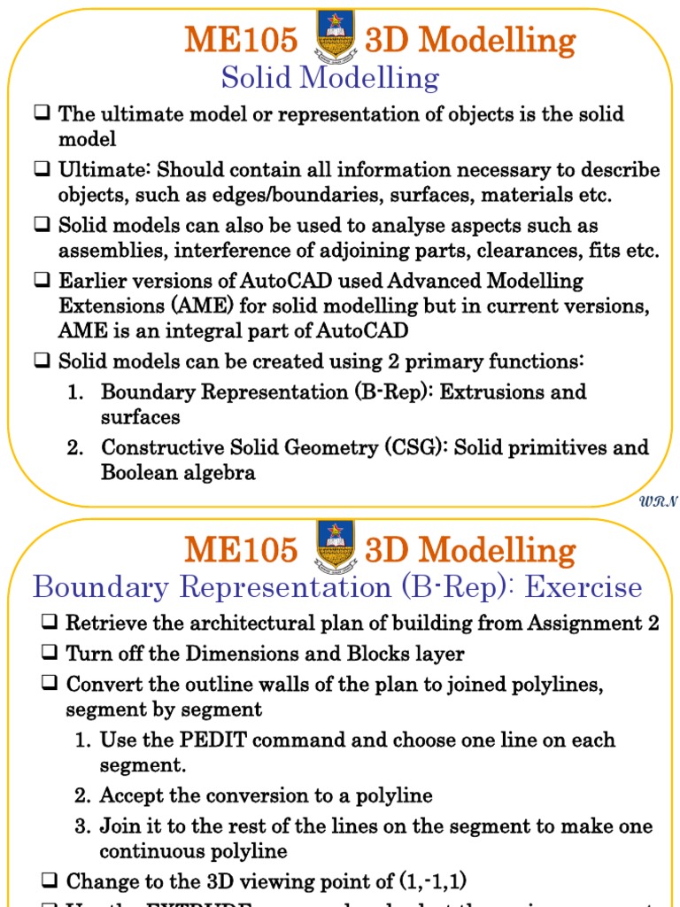 ME105 Lecture 10 - Solid Modelling PDF | PDF | Computer Graphics ...