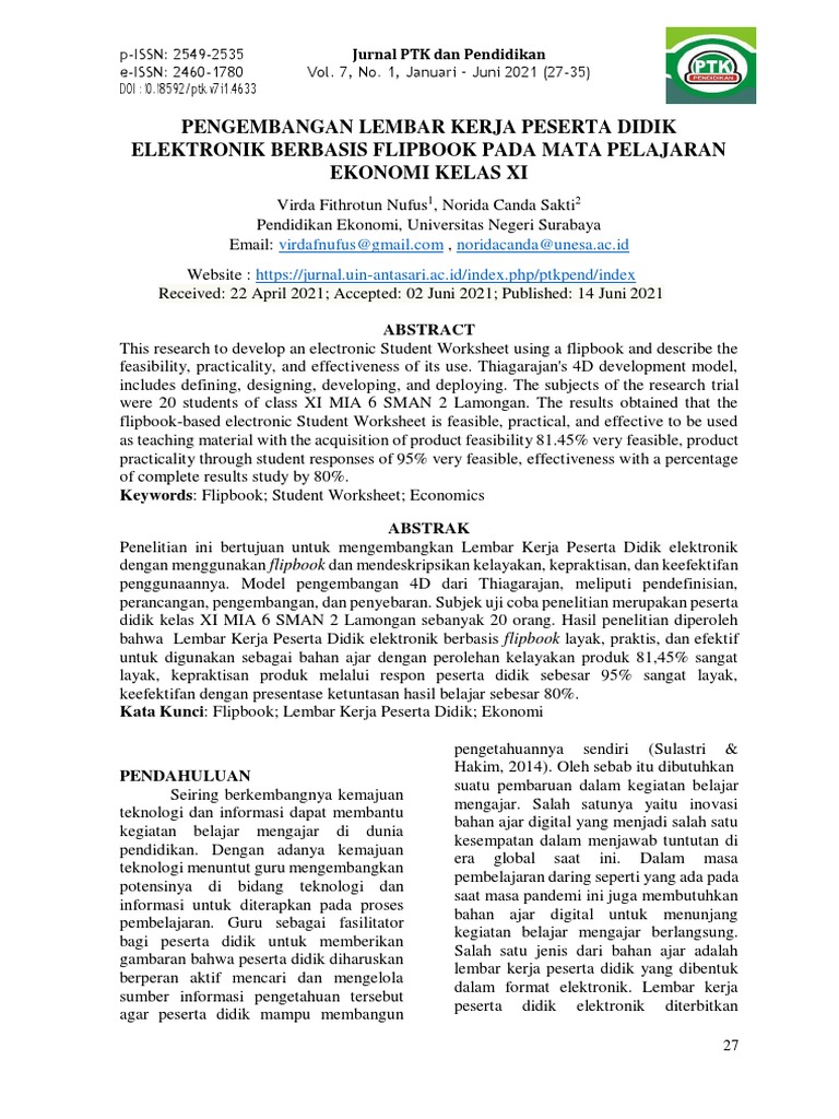 Pengembangan Lembar Kerja Peserta Didik Elektronik Berbasis Flipbook Pada Mata Pelajaran Ekonomi ...