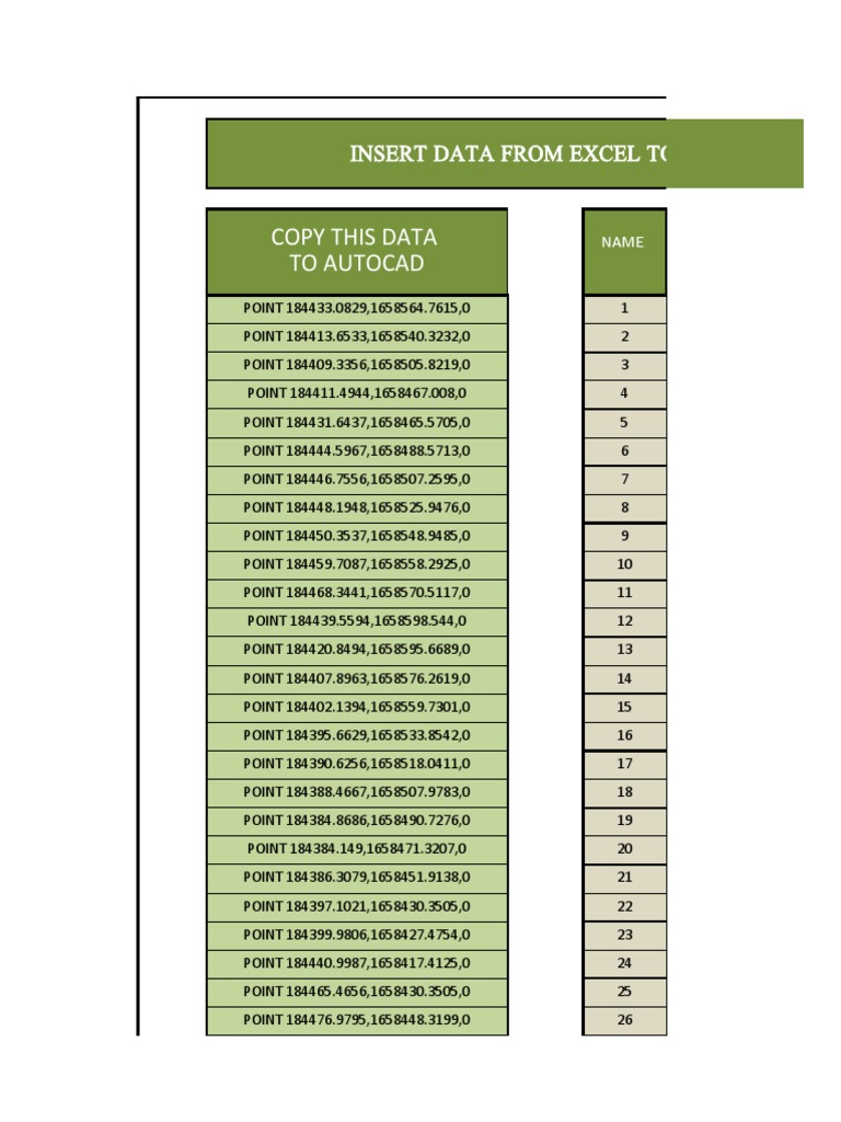 Data From Excel To Acad | PDF | Auto Cad | Autodesk