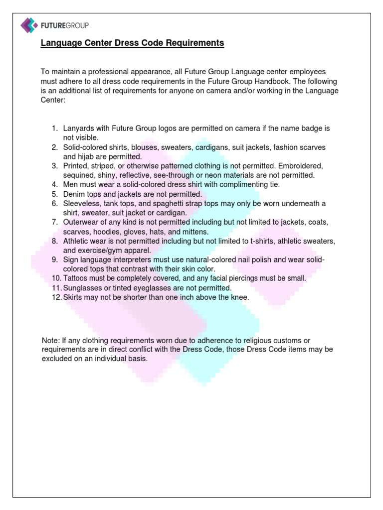 Language Center Dress Code Guidelines | PDF | Business