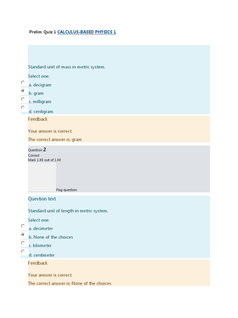 Prelim Quiz 1 CALCULUS | PDF | International System Of Units | Systems ... Prelim Quiz 1 CALCULUS | PDF | International System Of Units | Systems ...