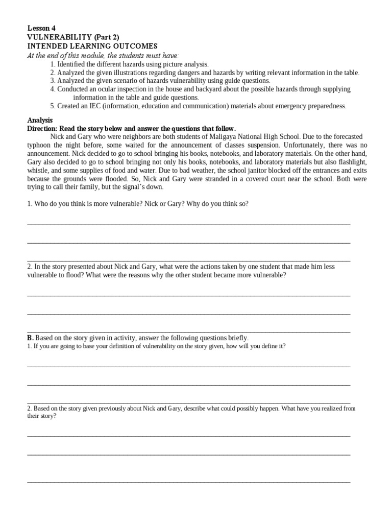 Lesson 4 Vulnerability Part 2 | Download Free PDF | Hazards | Vulnerability Lesson 4 Vulnerability Part 2 | Download Free PDF | Hazards | Vulnerability