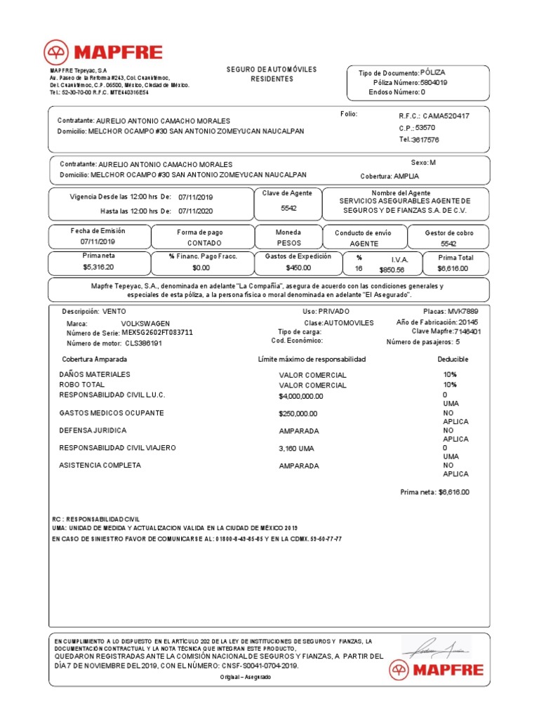 Poliza Seguros Mapfre | PDF | Seguro
