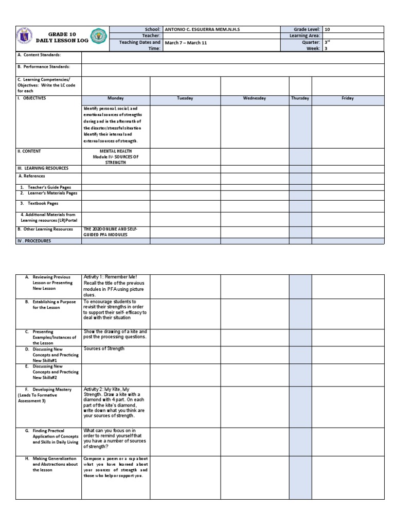 DLL Module 4 | PDF | Language Arts & Discipline