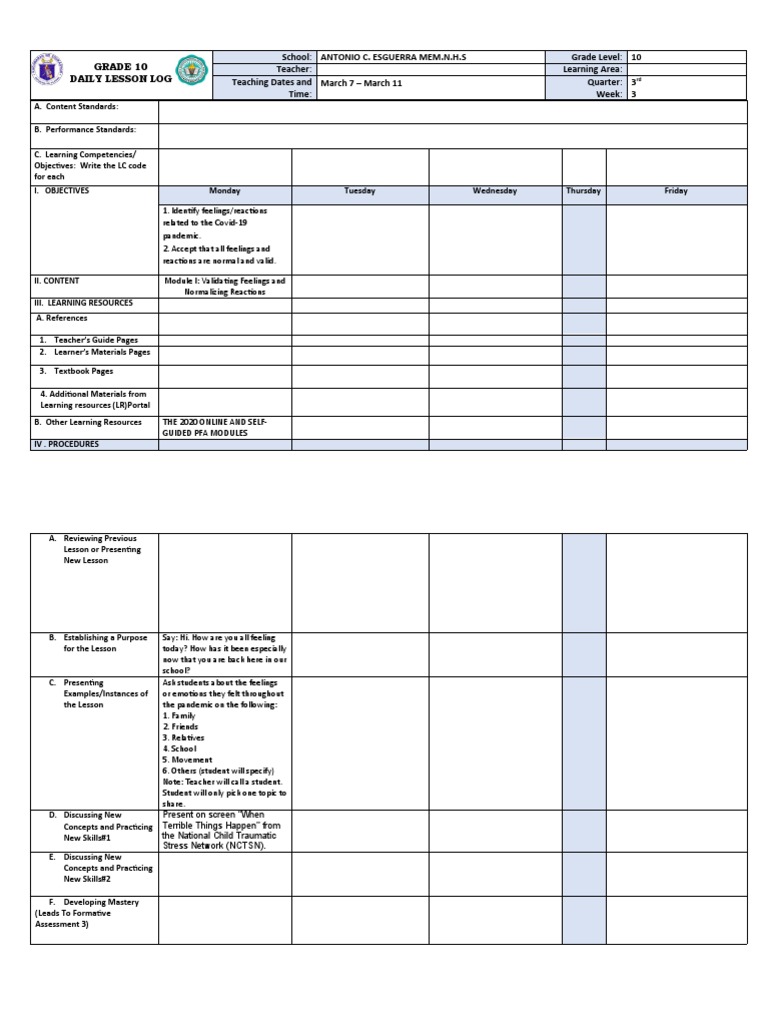 DLL Module 1 | PDF | Teachers | Learning