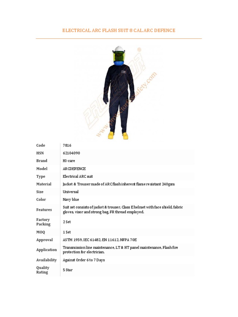 Category 4 Arc Flash Suit Specifications | PDF