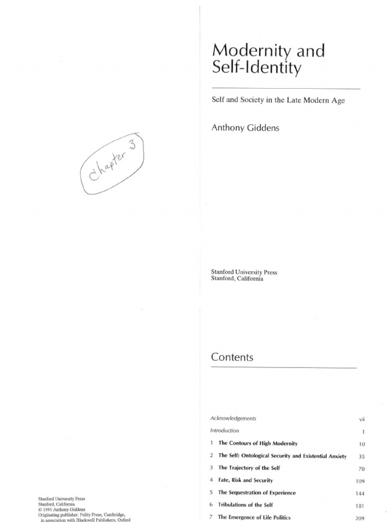 Giddens - ModernityandSelf-Identity ch3 PDF | PDF