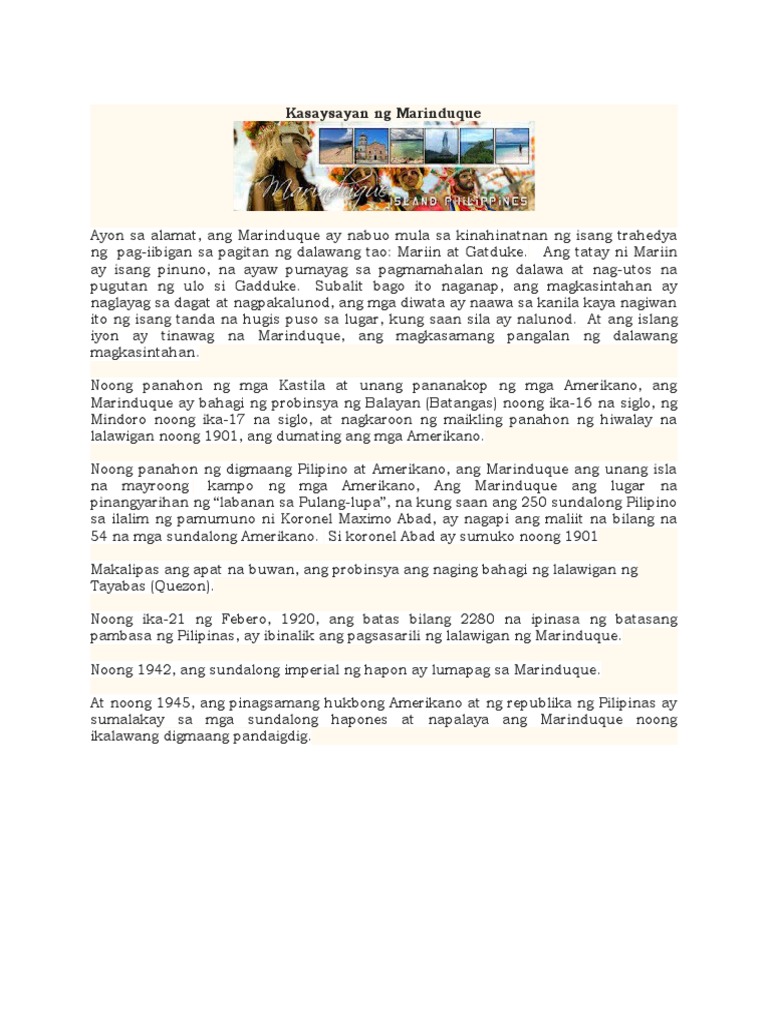 Kasaysayan NG Marinduque | PDF