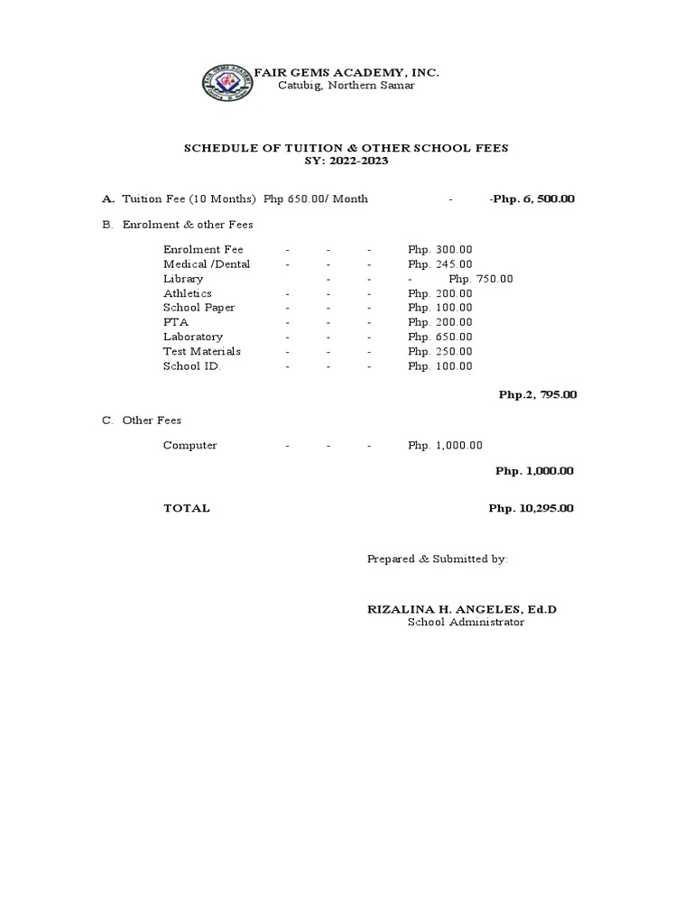 Schedule of Tuition | PDF