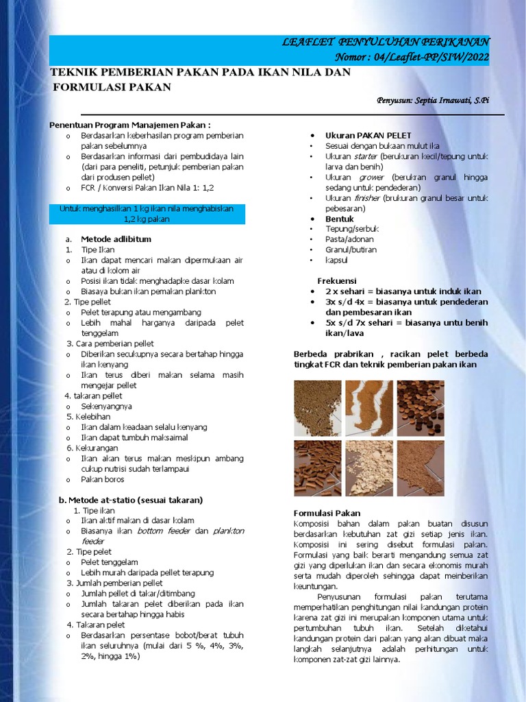 Leaflet Formulasi Pakan PDF | PDF