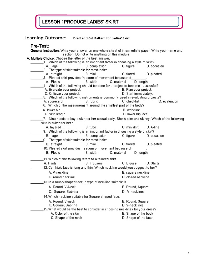 Module 1 A2 Pdf Skirt Seam Sewing