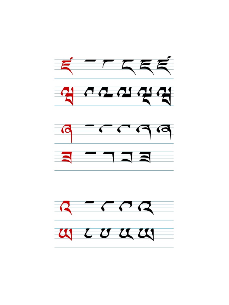 Tibetan Calligraphy - Consonants 4 | PDF