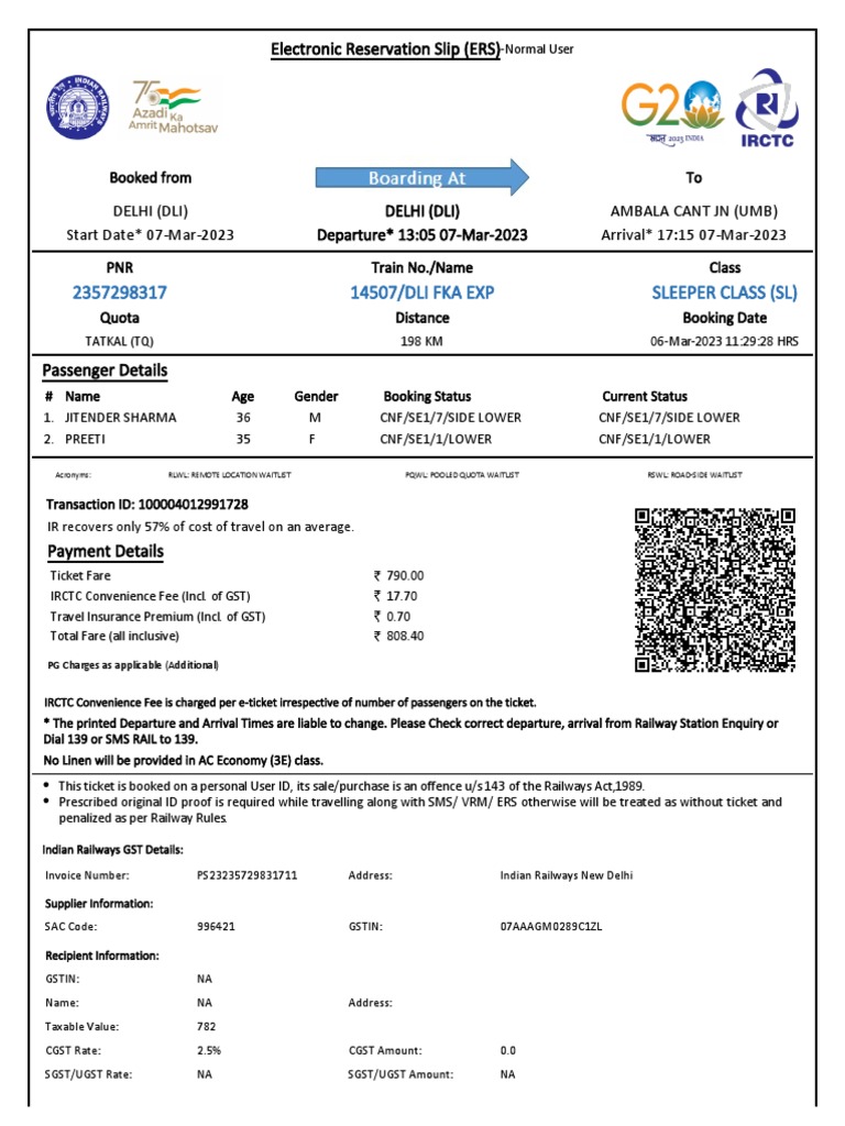 14507/DLI FKA EXP Sleeper Class (SL) | PDF | Identity Document