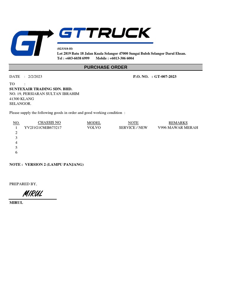 Mirul: Purchase Order | PDF