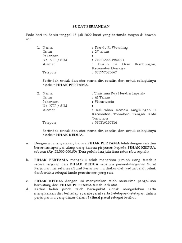 Surat Perjanjian Ando | PDF