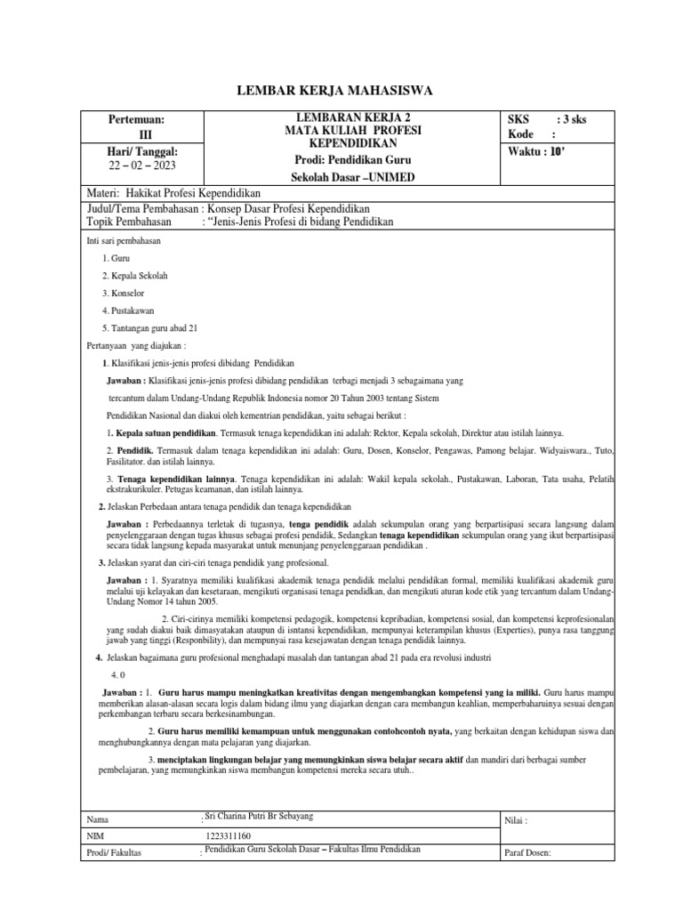 LK 3 - Profesi Kependidikan | PDF