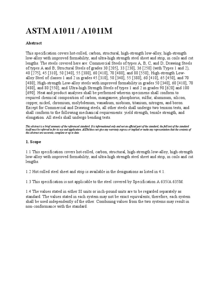 Astm A1011 | PDF