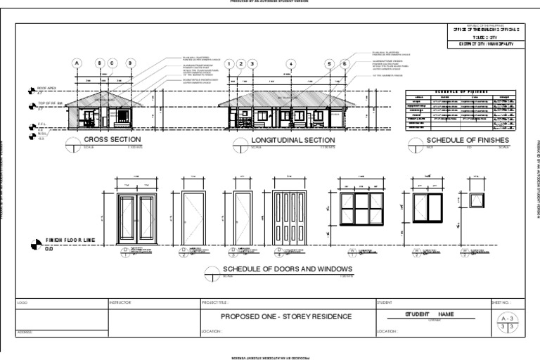 Architectural Drawings of A Bungalow | PDF | Tile | Plaster