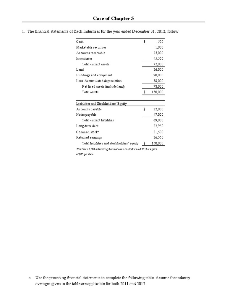 Case CH 5 | PDF | Equity (Finance) | Financial Economics