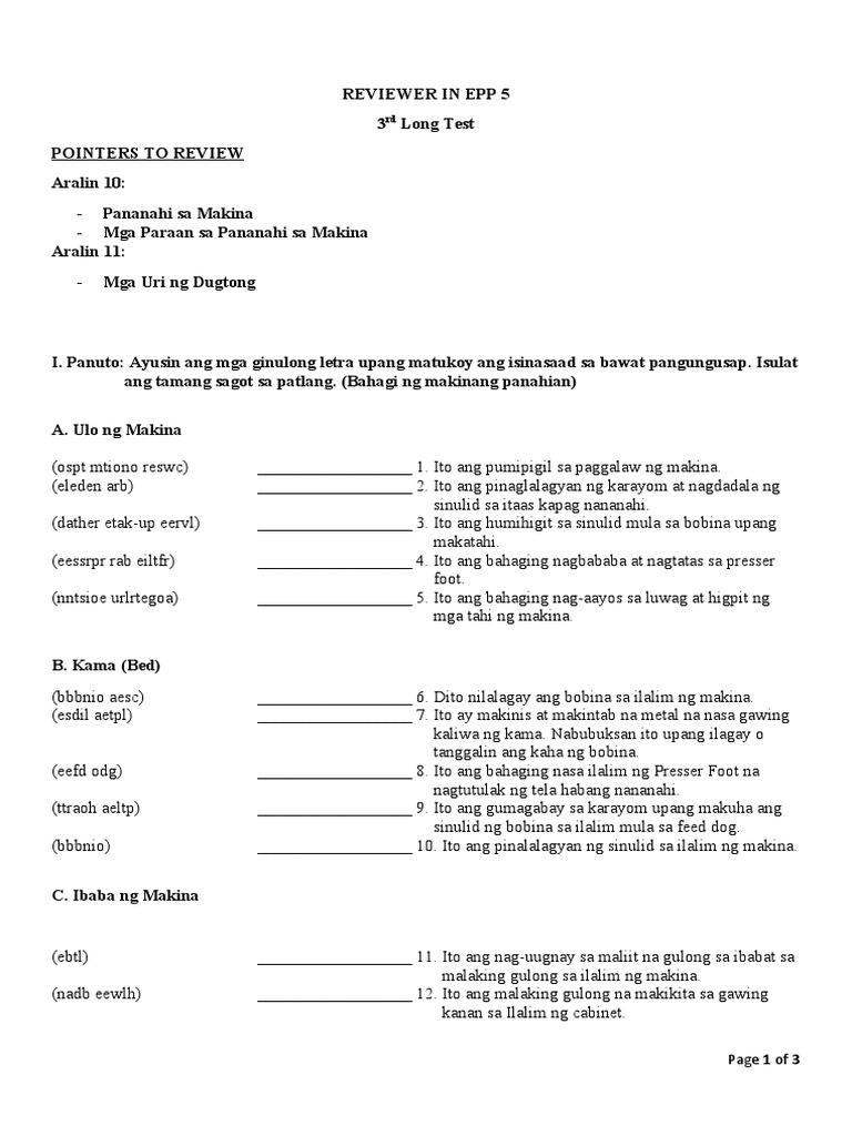 Reviewer in Epp 5 | PDF