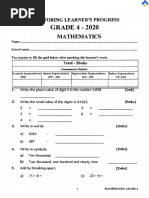 MATHS PAPER 1 GRADE 4 Final | PDF