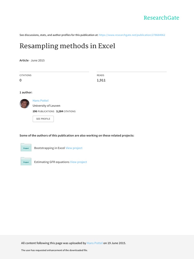 Bootstrapping in Excel | PDF | Bootstrapping (Statistics) | Histogram