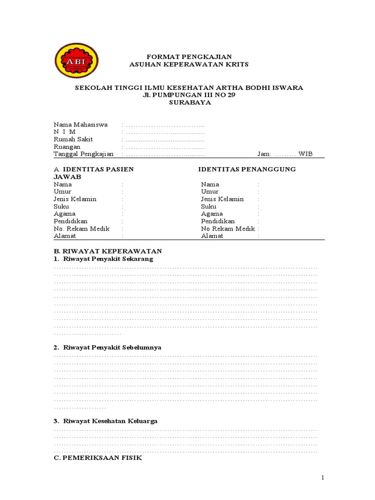 Format Askep Kritis | PDF