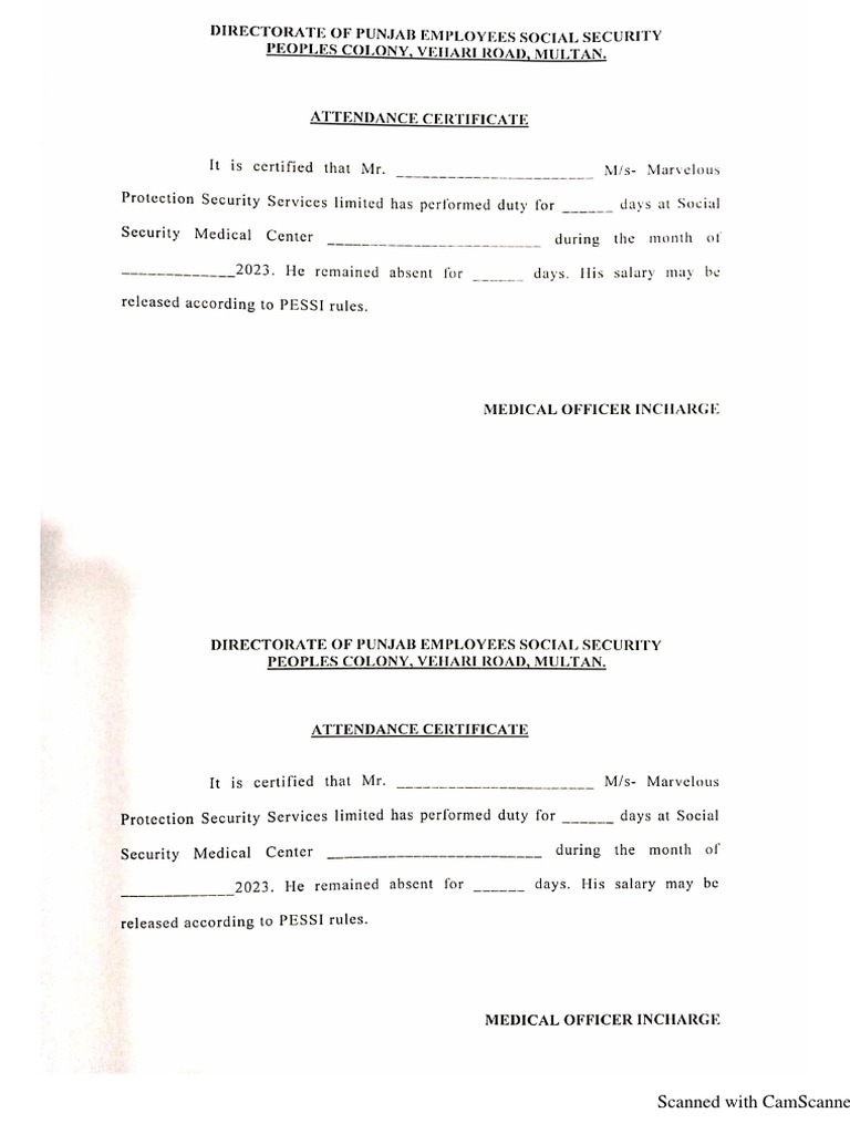 Attendance Certificate Security Guards | PDF