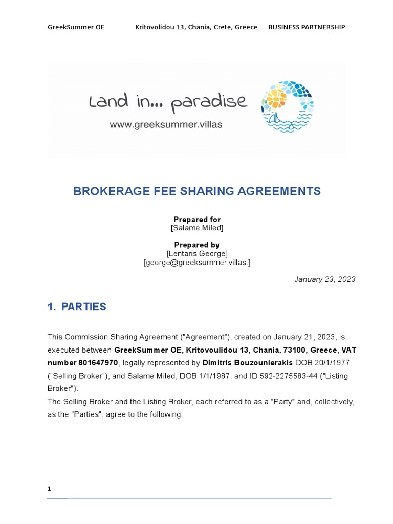 Brokerage Fee Sharing Agreements - v2 | PDF | Taxes | Value Added Tax