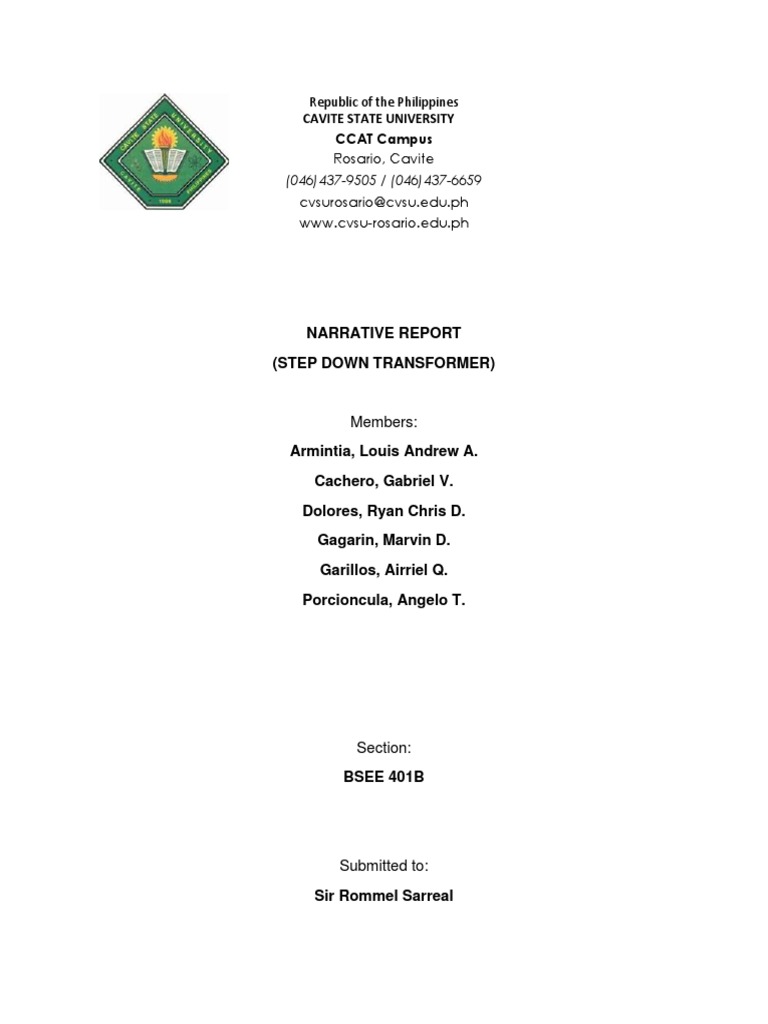 Step-Down Transformer Construction Report | PDF | Transformer | Power ...
