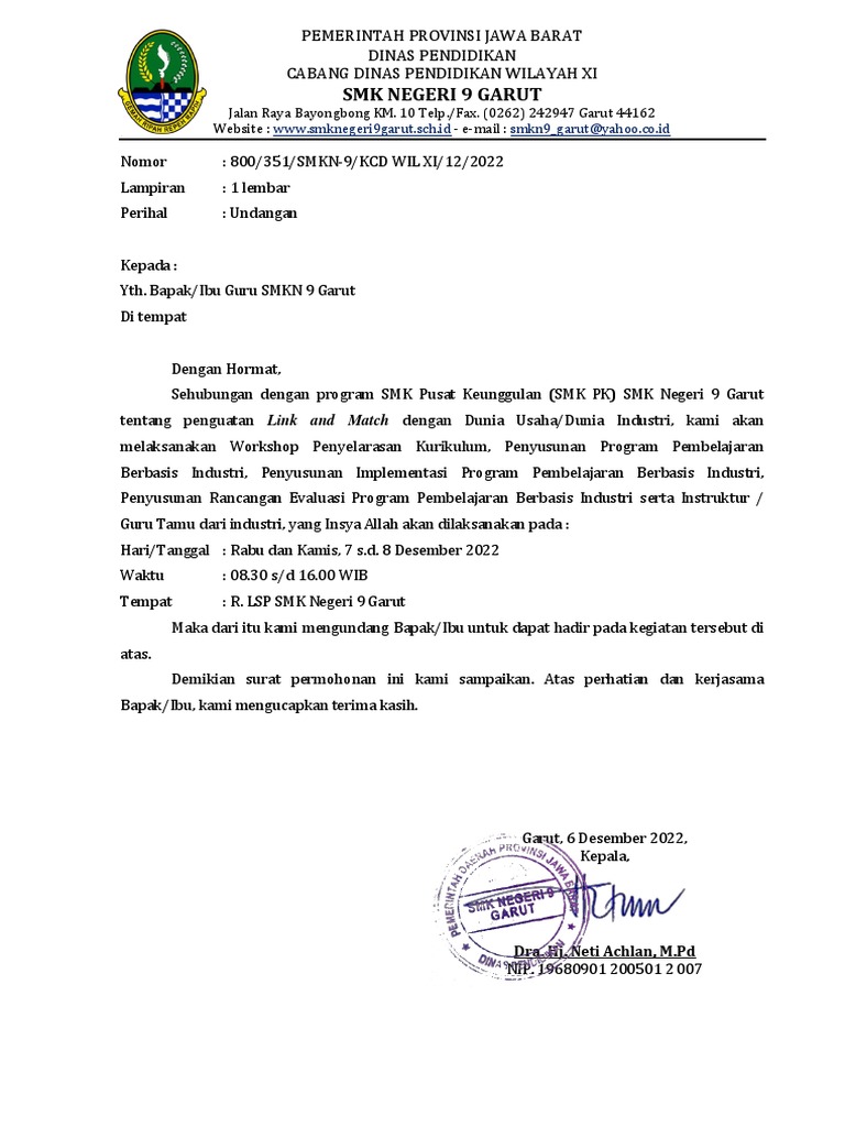 Undangan Penyelarasan Kurikulum | PDF