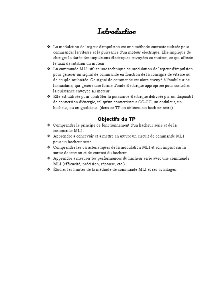 Commande MLI pour Hacheur Série | PDF | Onduleur | Ingénierie des ...