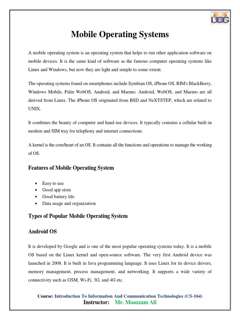 Mobile Operating Systems | PDF | Computers