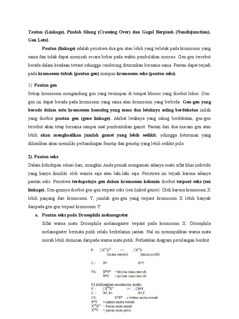 Pautan Gen dan Gagal Berpisah dalam Biologi | PDF