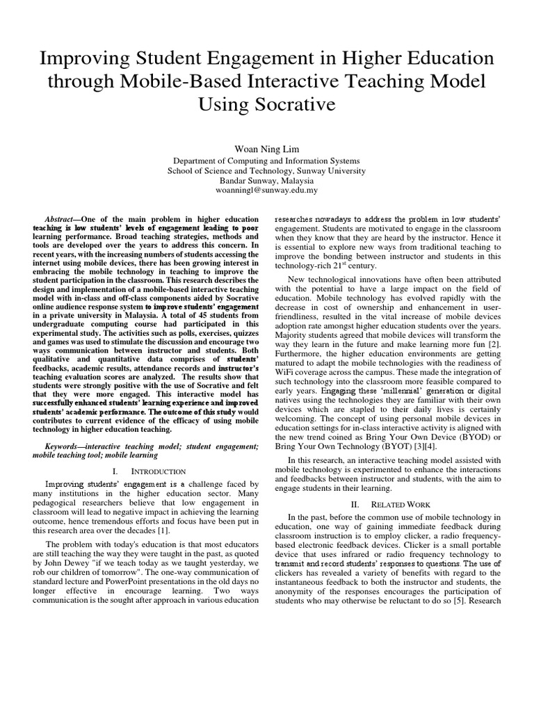 Lim Woan Ning Improving Student Engagement | Download Free PDF ...