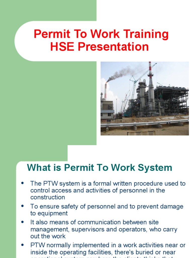 Permit To Work Training HSE Presentation | PDF | Safety | Occupational ...