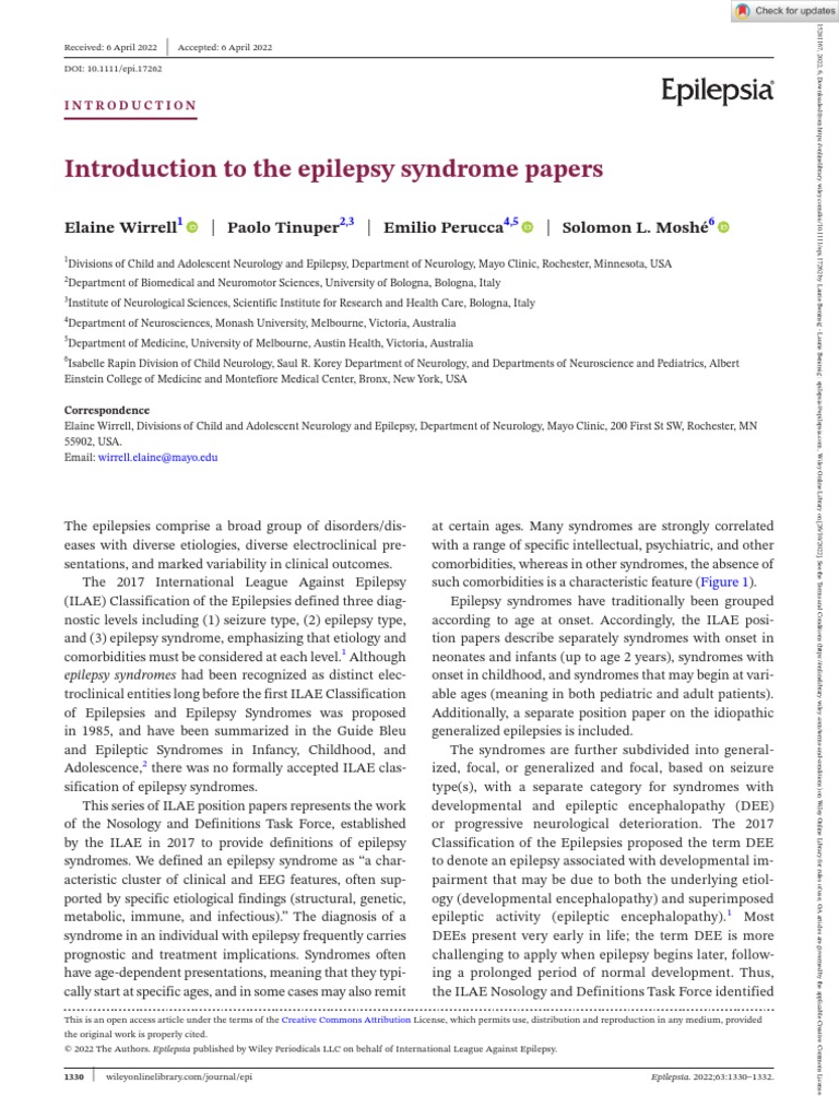 Epilepsy Syndromes Introduction | PDF | Epilepsy | Disorders Causing ...