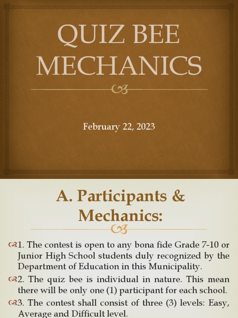 Quiz Bee Mechanics for Junior High Students | PDF | Career & Growth