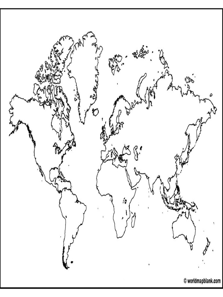 Blank Map of World Outline 01 A4 | PDF