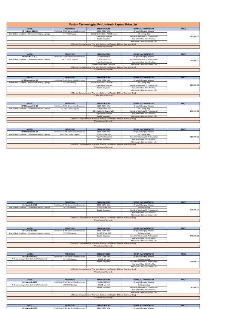 Laptops Price List (Feb 2023) | PDF