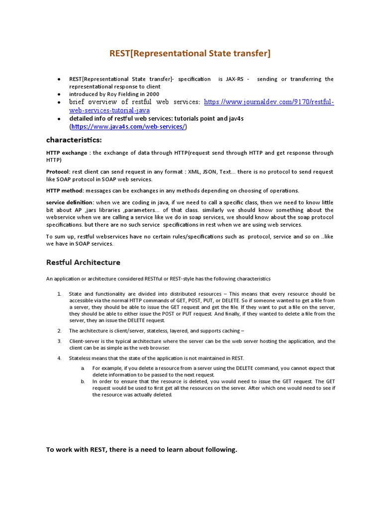 RESTful Web Services Overview and Key Concepts | PDF | Representational State Transfer ...