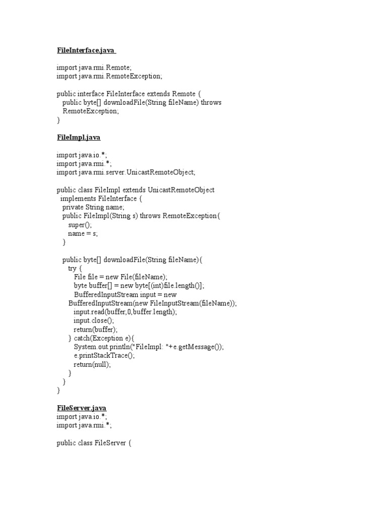 Implementing a Simple File Download System Using RMI | PDF