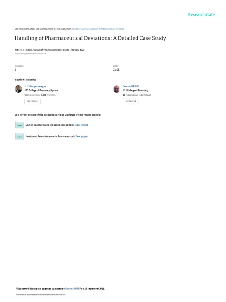 Handling of Pharmaceutical Deviations A Detailed C | PDF