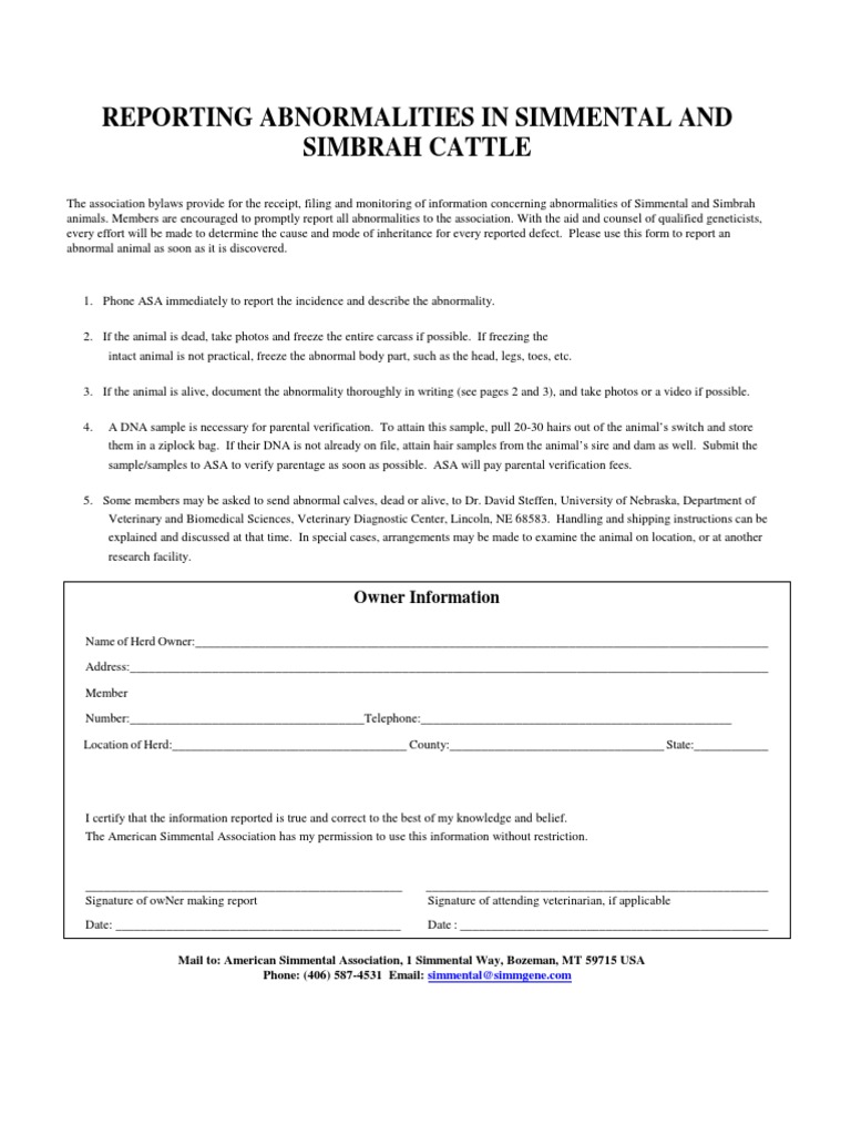 Sire Abnormality Report | PDF