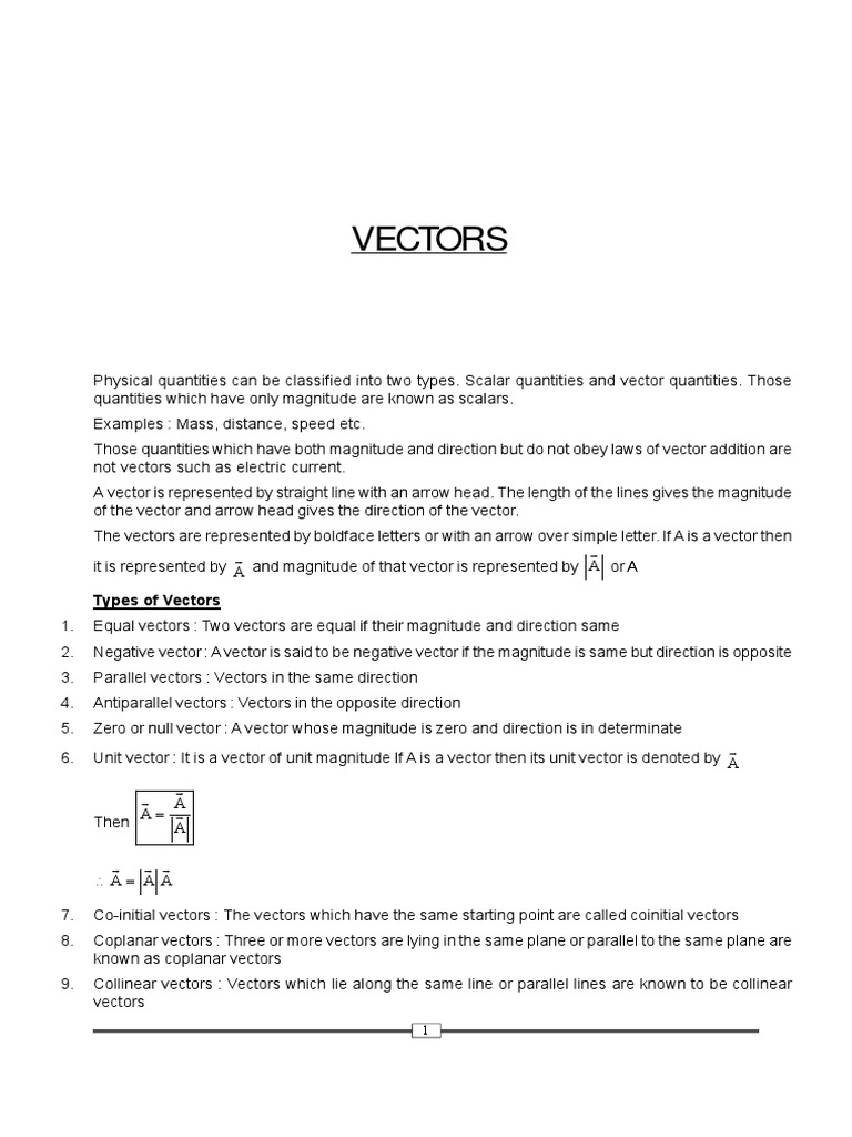 VECTORS | Download Free PDF | Euclidean Vector | Classical Geometry